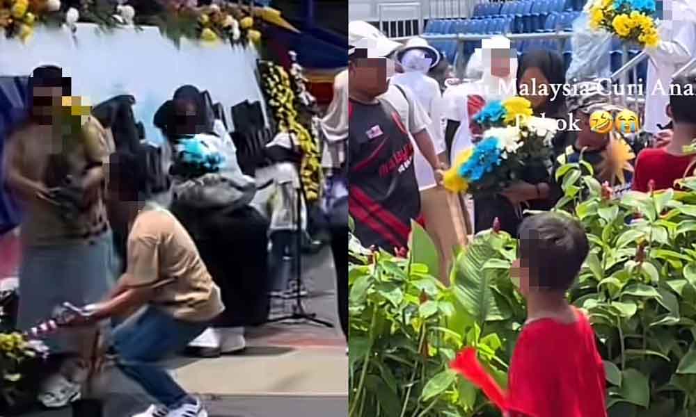Rakyat Malaysia serbu pentas utama Merdeka 'curi' bunga hiasan di Putrajaya